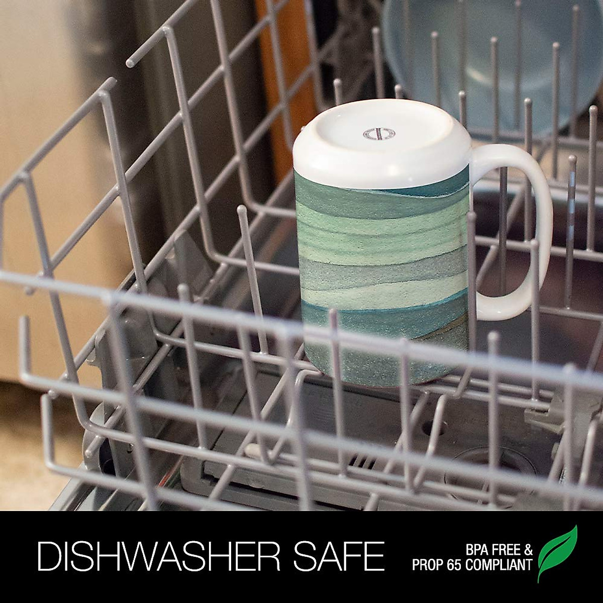 Tree-Free Greetings Extra Large 20-Ounce Ceramic Coffee Mug, Watercolor Waves Themed Shell Rummel Art