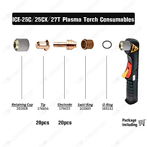 Electrode Tip Kit for Miller Spectrum 375 X-treme Cutter ICE-25C ICE-27C PK-40 Ref 176655 176656