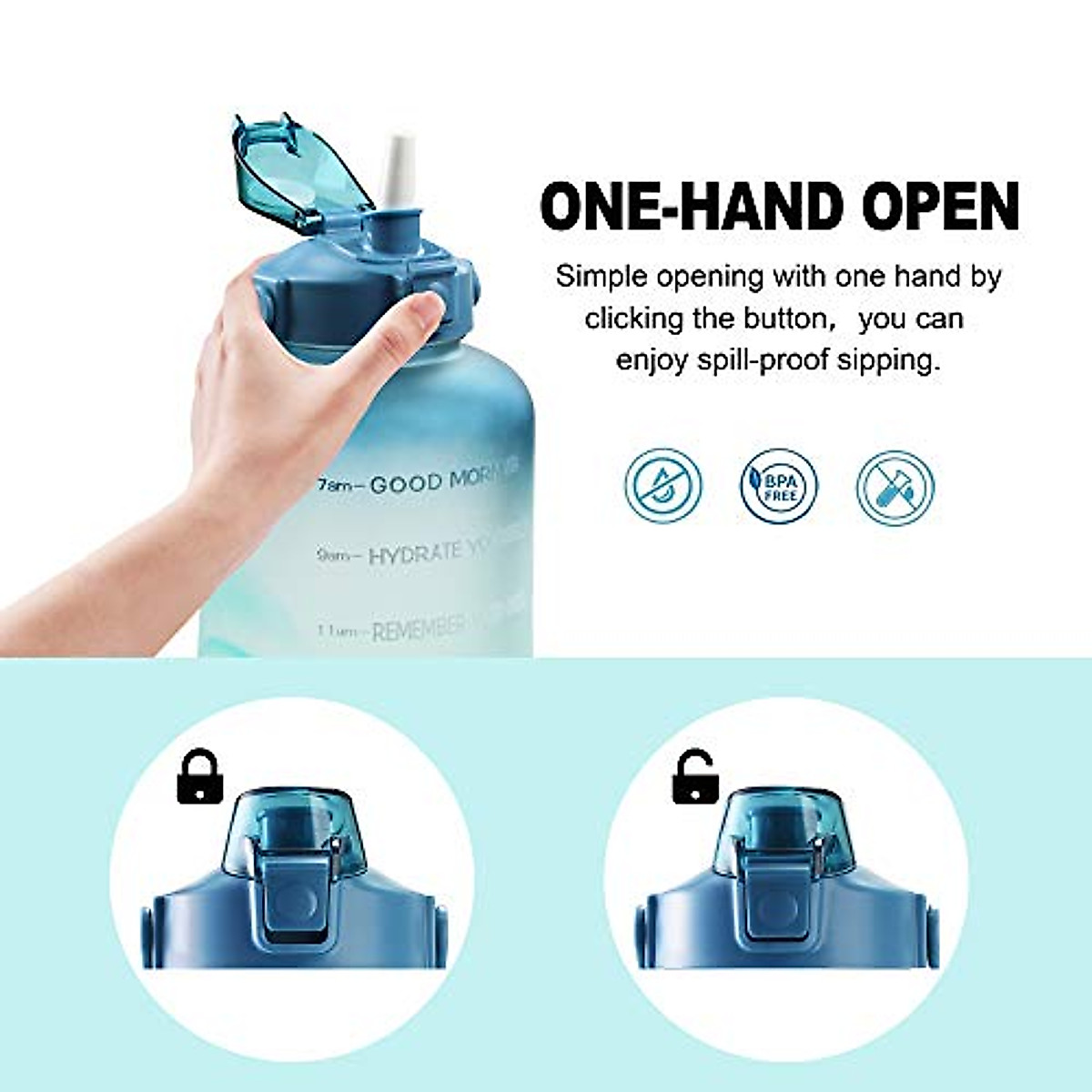 EYQ 128oz Leak-Proof Gallon Water Bottle with Removable Straw & Handle, BPA Free Drinking Large Water Jug for Fitness, Camping Sports Workouts Gym and Outdoor Activity (Pink/Green Gradient)