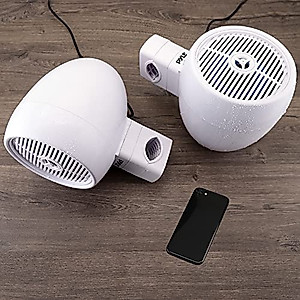 Pyle 6.5” 2-Way Marine Wakeboard Tower Speakers w/LED Lights, Full Range Waterproof Outdoor Speakers for Off-Road ATV, UTV, Jeep or Boat (White)