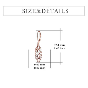 YFN Celtic Knot Dangle Earrings Rose Gold Plated Sterling Silver Good Luck Irish Celtic Knot Vintage Dangles for Women (Rose Gold Celtic Earrings)