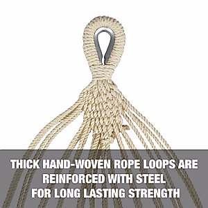 Bliss Hammocks BH-400-SB 40" Wide Hammock w/Hand-Woven Rope Loops & Hanging Hardware, Outdoor, Patio, Backyard Durable, Cotton and Polyester Blend, 220 Lbs Capacity, Seabreeze