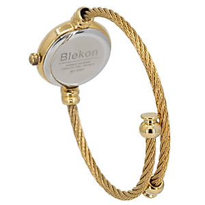 Blekon Original Elegant 23mm Round Analog Display Watch for Women with Arabic Numerals and Cable Cuff Bangle