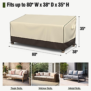 MR. COVER Outdoor Couch Cover Waterproof, Patio Furniture Covers for 3-Seater Couch, Fits up to 80"W x 38"D x 35"H, Moisture-proof & UV-protection, Brown & Khaki