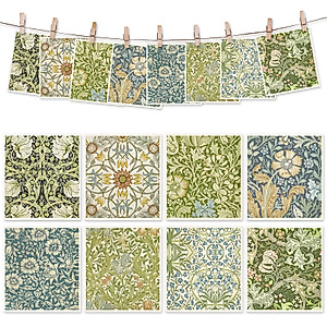AnyDesign 8 Packs Vintage Floral Swedish Dishcloths Blue Green Flower Kitchen Dish Towel Reusable Washable Cotton Kitchen Towels for Home Party Cleaning Housewarming, 7 x 8 Inch