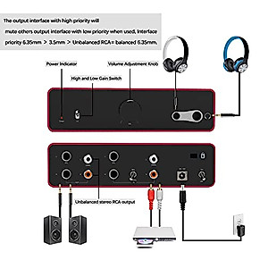 Wrugste Hi-Fi Headphone Amplifier and Preamp Stereo Earphone Amp Plug and Play with BAL/RCA Input 3.5mm/6.35mm Output Give Earbuds Earphones and Headphones Extra Boost and Control