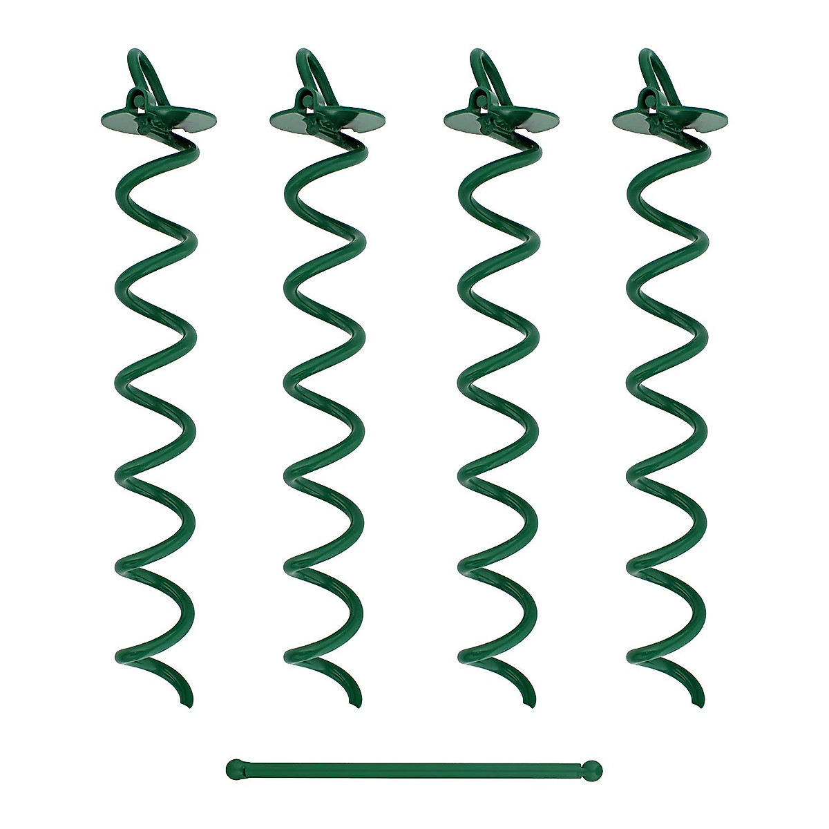 7Penn Ground Anchors Screw in 4 Pack - 16 Inch Green Spiral Dog Leash Ground Anchor Tie Down - Heavy Duty RV Canopy Stakes for High Wind Camping Tents with 475 lbs Pull Force