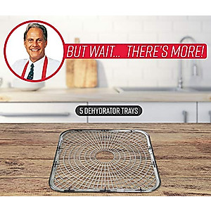 Ronco Turbo EZ-Store 5-Tray Dehydrator with Convection Air Flow, Food Preserver Adjustable Temperature Control, Quiet Operation, for Jerky, Fruits, Vegetables, Herbs, White