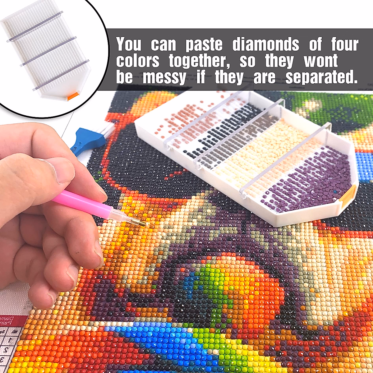 Diymood Painting Tools accessory Tray Organizer for Adults,Storage Tray Jar Containers Beads for Diamonds,Diymoon Painting Paint with Diamonds Painting supply Tools Diamond Art Kits supply,White