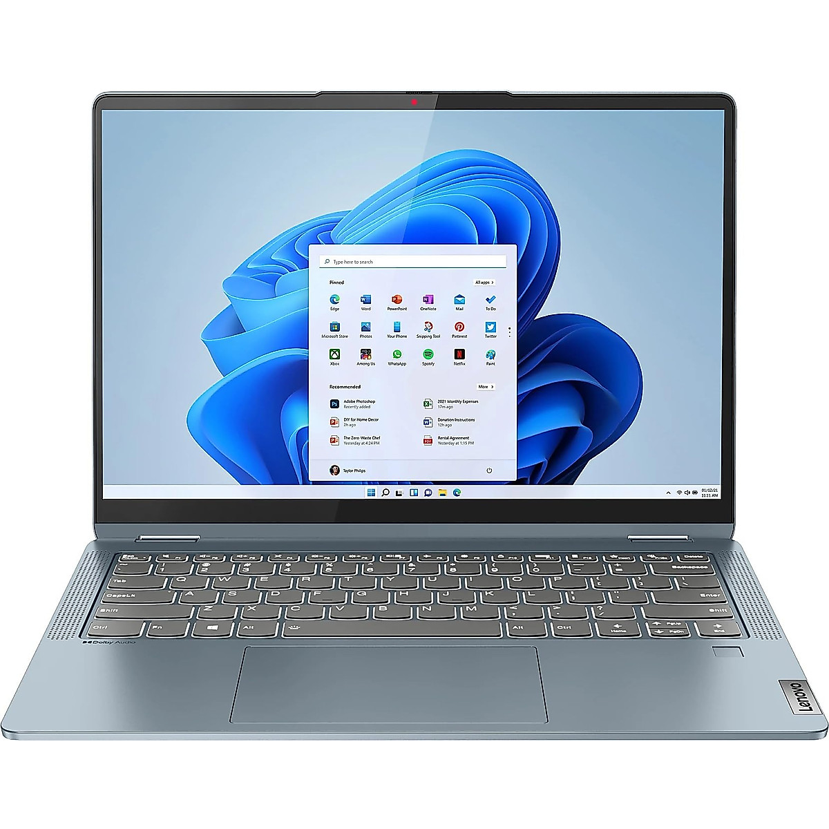 Lenovo Flex 7 Touch 2-in-1 Laptop in Stone Blue Intel (10-core) i7-1255U up to 4.7GHz 16GB DDR4 512GB SSD WiFi + BT 14in 2.2K Backlit Keyboard HDMI W11 Pen iSlik (Flex7 - Renewed)
