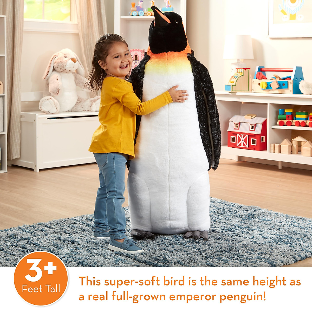 Melissa & Doug Giant Lifelike Plush Emperor Penguin Standing Stuffed Animal (3.4 Feet Tall) - Plush Toy