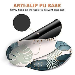 DINKY Ergonomic Mouse Pads, Cute Mouse Pad with Wrist Rest Support Gel, Non-Slip PU Base Mouse Mat with Memory Foam for Home, Office and Gaming, Easy Typing & Pain Relief (Abstract Style Plants)