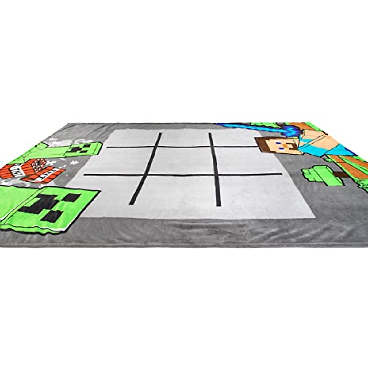 Minecraft Tic Tac Toe Game Blanket - 3 Piece Set Includes Plush Blanket, 10 Pieces, & Storage Bag (Official Minecraft Product)