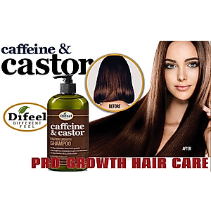 Difeel Caffeine & Castor Faster Growth Shampoo 12 oz., Made with Castor Oil for Hair Growth, Sulfate Free Shampoo