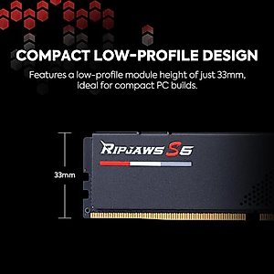 G.SKILL Ripjaws S5 Series (Intel XMP 3.0) DDR5 RAM 32GB (2x16GB) 5600MT/s CL36-36-36-89 1.20V Desktop Computer Memory UDIMM - Matte Black (F5-5600J3636C16GA2-RS5K)