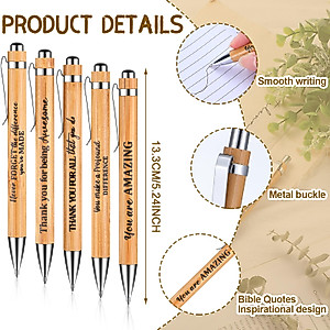 10 Pcs Bible Quotes Pens Inspirational Wooden Ballpoint Retractable Pen for Motivational Bamboo Pen Black Ink Religious Gift for Church Christian Evangelist Pastor and Prophetess(Inspirational Style)