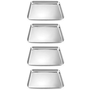 QWORK Stainless Steel Surgical Tray, for Medical Instruments, Tattoo, Surgical Supplies, 12 3/16 x 9 7/16 x 1, 4 Pack