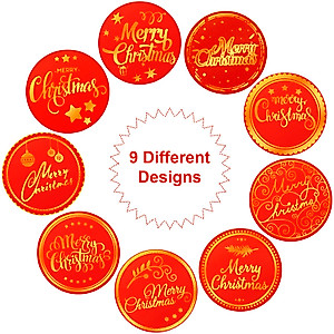 500 Pieces Merry Christmas Stickers Christmas Round Label Stickers Gold Foil Christmas Envelope Stickers for Cards Gift Envelopes Boxes Bag Sealing Decorations