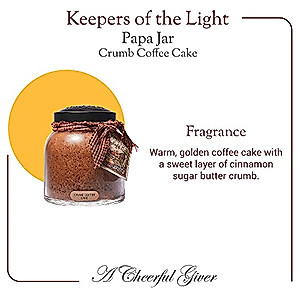 A Cheerful Giver — Crumb Coffee Cake - 34oz Papa Scented Candle Jar with Lid - Keepers of the Light - 155 Hours of Burn Time, Gift for Women, Brown