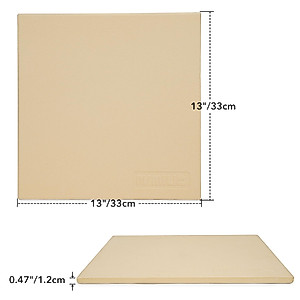 Mimiuo Pizza Stone for Oven and BBQ Grill, 13 inch Square Bread Baking Stone, Heavy Duty Large Ceramic Pizza Pan for Baking Pie Cookie and Cheese