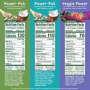 Sprout Organic Baby Food, Stage 4 Toddler Pouches, 9 Flavor Power Pak and Veggie Power Sampler, 4 Oz Purees (Pack of 12)