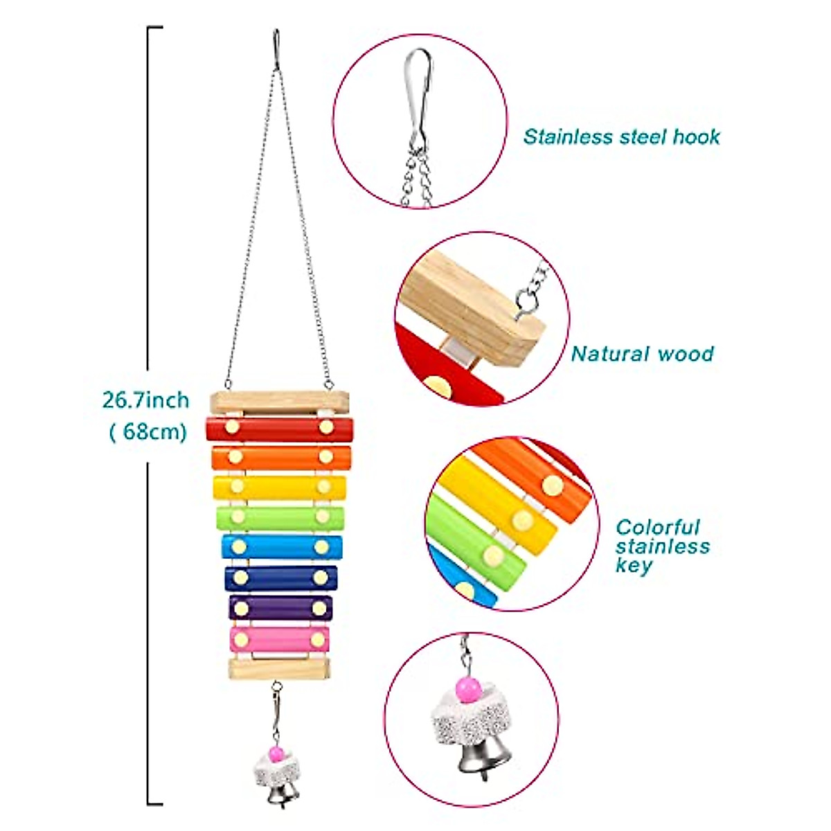 Woiworco 5 Packs Chicken Toys, Chicken Xylophone Toy for hens, Chicken Mirror Toys, Chicken Ladders Swing Toys and Vegetable Hanging Feeder Chicken Coop Accessories