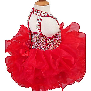 Jenniferwu G128F Infant Toddler Baby Newborn Little Girl's Pageant Party Birthday Dress RED Size 12-18M