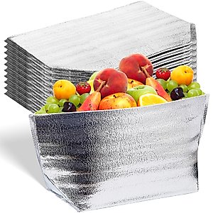 NDSWKR 10 Pack Reusable Insulated Shipping Bags, 13.4 x 13.4 x 8.35 Inch Foil Thermal Box Liners for Frozen and Hot Food, Large Insulated Grocery Bags for Lunch Box Insulation Lining Camping Picnic