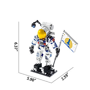 SIENON Astronaut Toys Building Kit for Kids and Adults-229pcs Building Block Astronaut Figure Holding The Flag with Movable Joints, DIY Spaceman Assembly Construction STEM Toy City Space Building Set