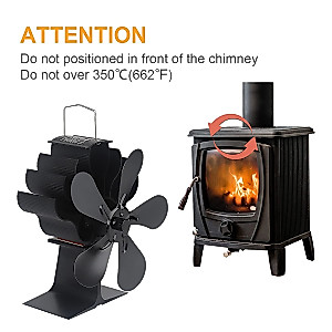 Melelly Fireplace Fan, Heat Powered Wood Stove Fan with 5-Blade for Wood/Log Burner/Fireplace Efficient Heat Distribution Fan