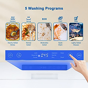 Compact Countertop Dishwasher, GASLAND Chef DW106W Portable Dishwasher with Air Dry Function, Dishwasher with 6 Place Setting and Silverware Basket for Apartment, Dorm and RV, White