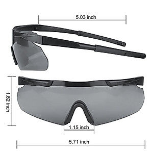 xaegistac Tactical Eyewear 3 Interchangeable Lenses Outdoor Unisex Shooting Glasses (Black Frame)