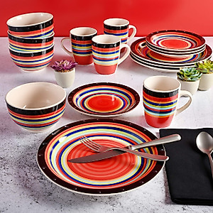 Gibson Home Casa Stella Dinnerware Set, Red, 16-piece