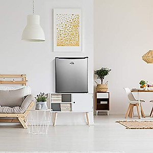 Walsh WSR17S5 Compact Refrigerator, 1.7 Cu.Ft Single Door Fridge, Adjustable Mechanical Thermostat with Chiller, Reversible Doors, Stainless Steel Look