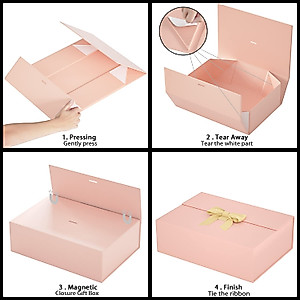 Black Gift Box With Lid 13" X 9" X 4", Deluxe Gift Box With Ribbon Greeting Card and Magnet Closure, Suitable for Wedding, Mother'S Day, Bridesmaid Gift, Graduation, Christmas, Holiday, Birthday, Etc.Black