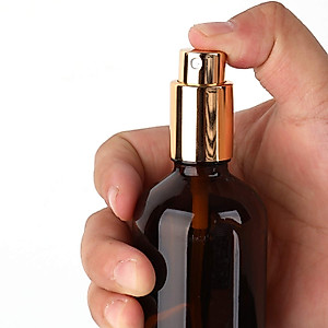 Foraineam 9 Pack 100ml / 3.4 oz. Amber Glass Spray Bottle with Atomizer, Fine Mist Spray, Refillable Container for Perfume, Cleaning Products, Essential Oils