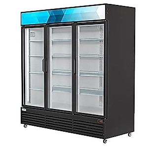 KoolMore MDR-3GD-63C 3 Glass Commercial Display Refrigerator Upright Beverage Cooler Merchandiser-56, 56 Cu. Ft. Space Saver Triple Swing Door, Black