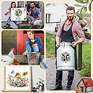 Farmhouse Rub on Transfers for Crafts and Furniture Rub on Decals Animals Floral 9 Pcs Rub on Transfers Stickers for Paper Wood Crafts DIY Arts