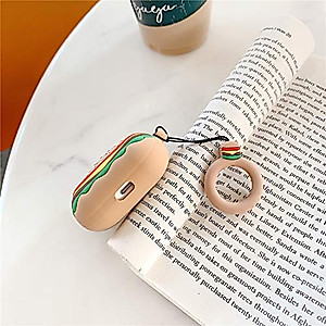 Coralogo Case for Airpods Pro 2019/Pro 2 Gen 2022 Cute, 3D Unique Character Soft Silicone Cartoon Airpod Skin Funny Fun Cool Keychain Design Kids Teens Girls Boys Cover Cases Air pods Pro (Hamburger)
