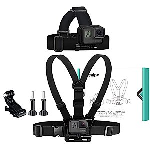 Wealpe Chest Mount Harness Head Strap Mount Compatible with GoPro Hero 11, 10, 9, 8, 7, Max, Fusion, Hero (2018), 6, 5, 4, Session, 3+, 3, 2, 1, DJI Osmo, Xiaomi Yi Cameras