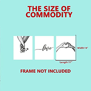Living Room Decor, Love and Hand in Hand Wall Art Canvas Print Poster, Bedroom Dining Room Home Modern House Couples Marriage Romantic Wedding Decorations Simple Fashion Black and White Sketch Art Family Hallway Decorativos Painting Line Drawing Decor (Se