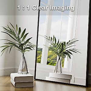 GLSLAND-58x18 inch Arched Full Length Mirror-Aluminum Alloy Frame High Definition-Full Body Mirror for Bedroom or Living Room