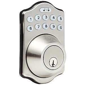 Amazon Basics Traditional Electronic Keypad Deadbolt Door Lock, Keyed Entry Option, Traditional, Satin Nickel