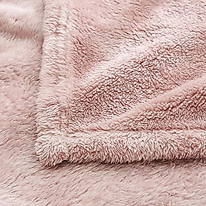 Exclusivo Mezcla Plush Fuzzy Fleece Throw Blanket, Super Soft, Fluffy and Warm Blankets for Couch, Bed, All Season Use (30x40 Inches, Dusty Pink)