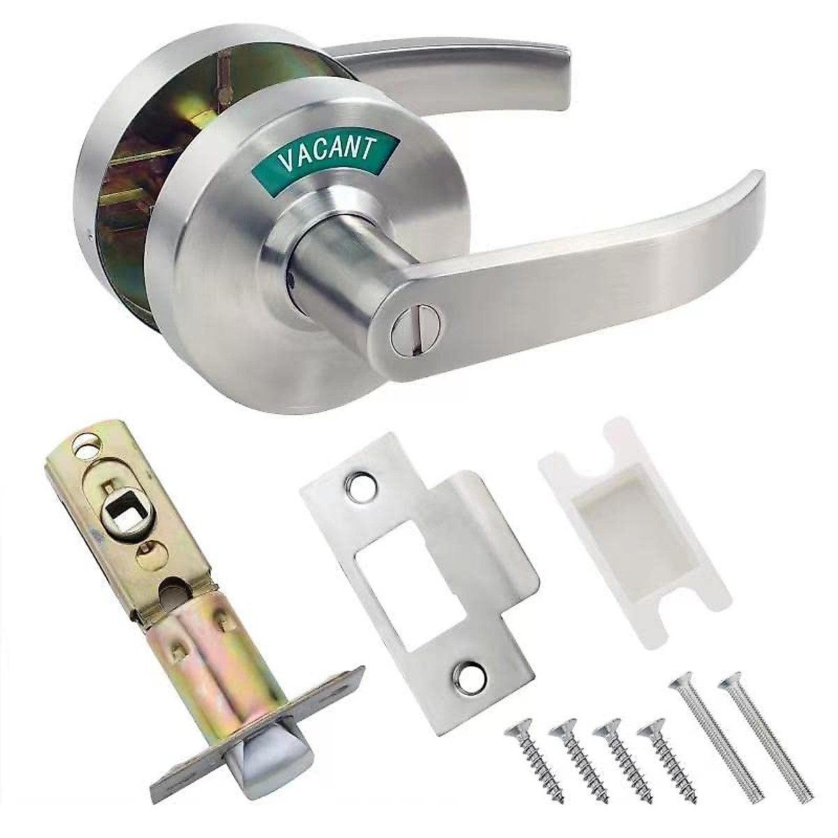 MuteX Extra Large Bathroom Privacy Lever Lock with Large Inuse or Vacant Indicator for Men Women Restroom, ANSI Grade2 Commercial Grade, Perfect for Professional Office Buildings, Matte Black