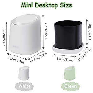 QLFJ-FurDec Mini Desktop Trash Can with 90 Trash Bags, Press-Type Countertop Wastebasket with Lid, Small Plastic Garbage Can for Bathroom Bedroom Living Room Dressing Table(White)