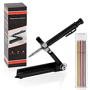 Newisdomake Multi-Function Scribing Tool, Construction Aluminum Alloy Scribe Tool with Deep Hole Pencil for DIY Woodworking, Compass Contour Gauge, Floor Corner Line Maker