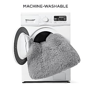 Bedsure Large Dog Bed Washable, Plush Calming Dog Crate Beds for Large Breed, Fulffy Dogs Sleeping Mat, Anti-Slip Pet Kennel Pad, 35" x 23", Grey