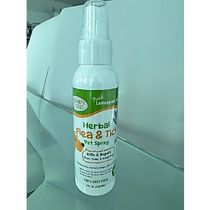Houdi's Foodies Herbal Flea & Tick Pet Spray by North American Herb & Spice - Lemongrass Scent - 4 fl oz - Kills & Repels Fleas, Ticks + Mosquitoes - DEET-Free, Plant-Based Formula