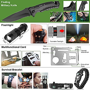 216 Pcs, Professional Survival Gear Equipment Tools First Aid Supplies kit for SOS Emergency Hiking Hunting Disaster Camping Adventures (Black)